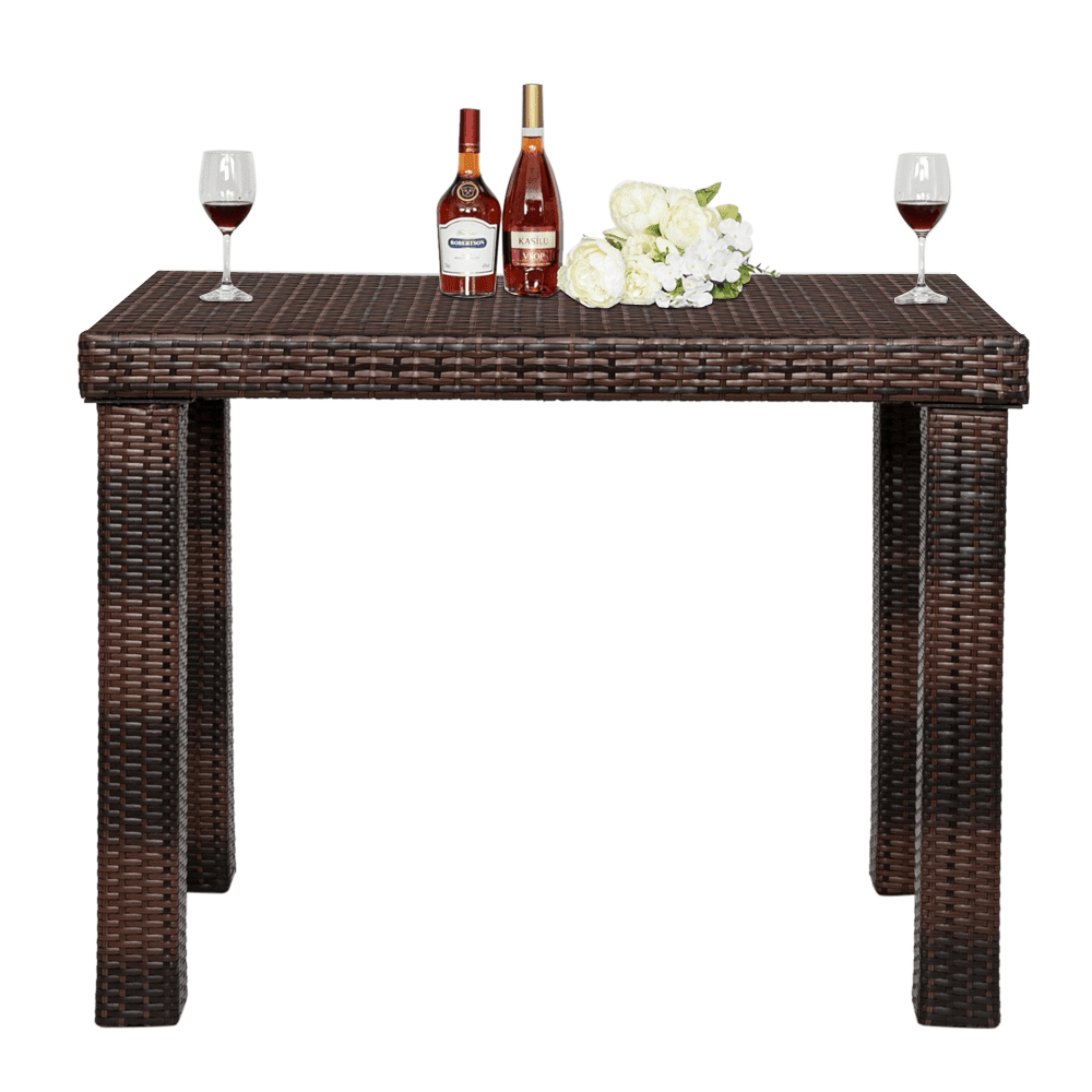 Hassch Outdoor Bar Table, 48 inch Rattan Wicker Dining Table for 4 ...