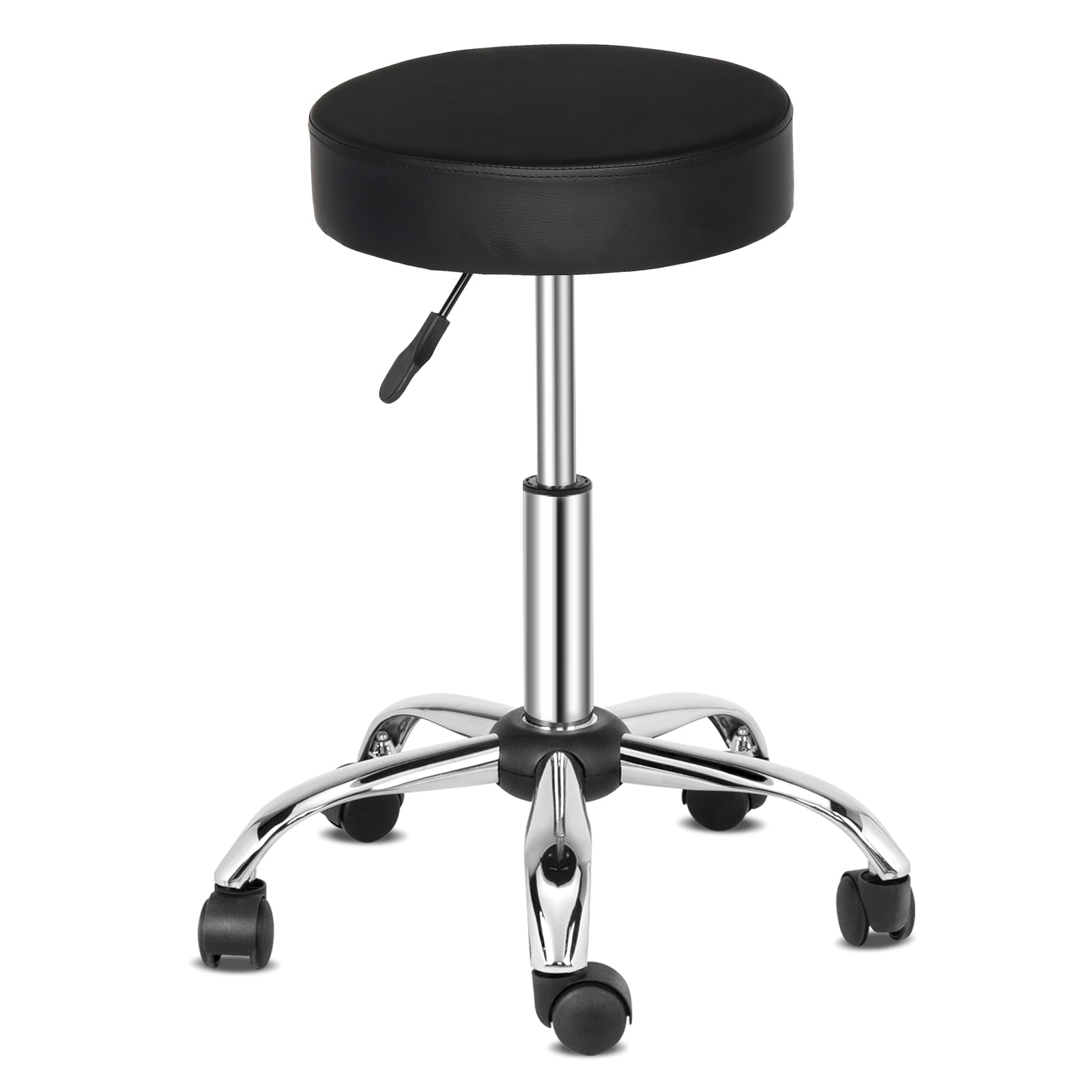 Hassch Round Rolling Stool PU Leather Height Adjustable Swivel Drafting ...