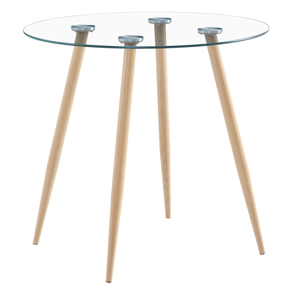 Hassch Round Tempered Glass Dining Table Transparent Glass Table（Only ...
