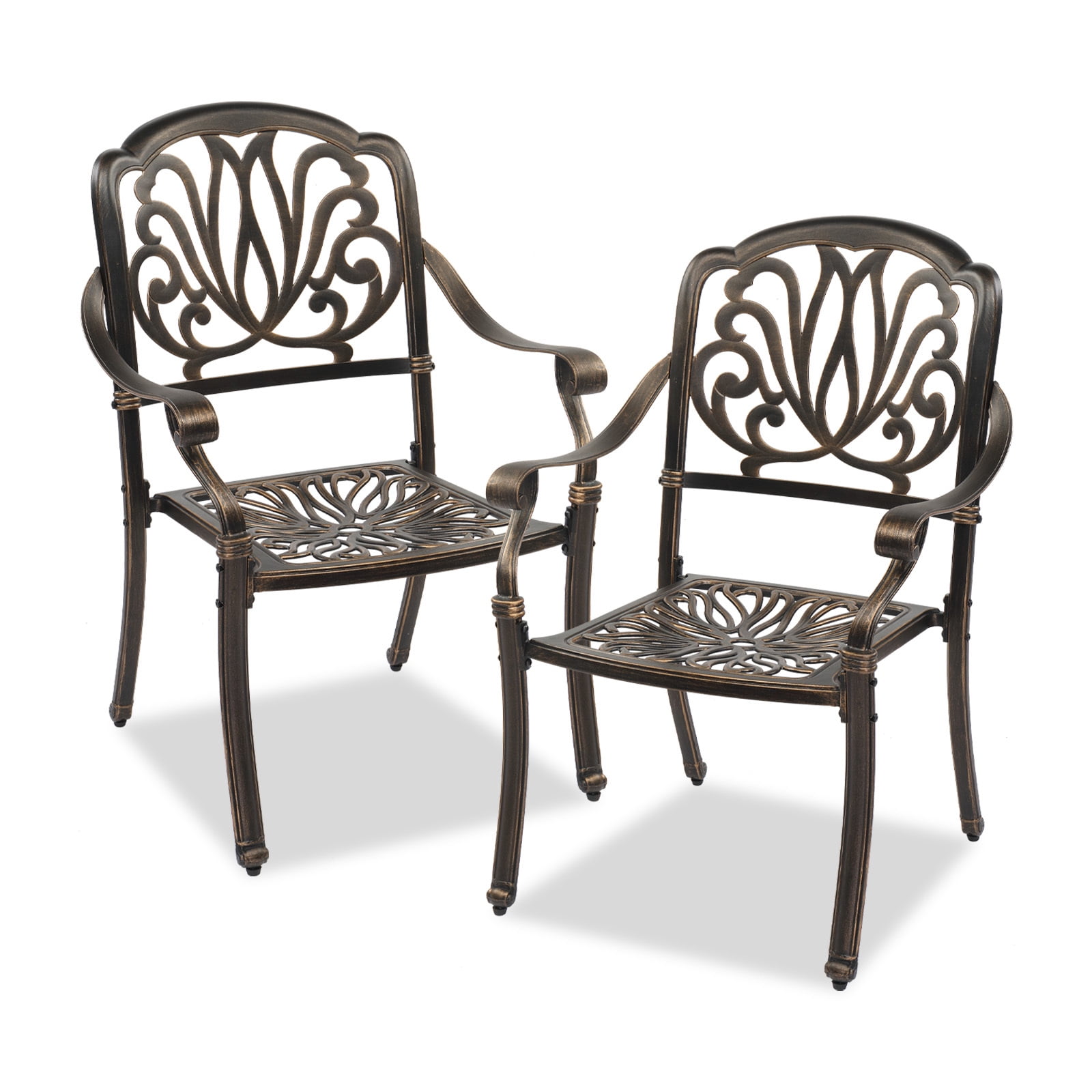 Patio Chairs Tangkula Cast Aluminum Patio Dining Chairs | Stackable ...