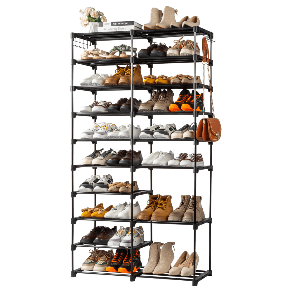 Hassch Shoe Rack, 10-Tier Sturdy Metal Shoe Organizer with Metal Frame ...