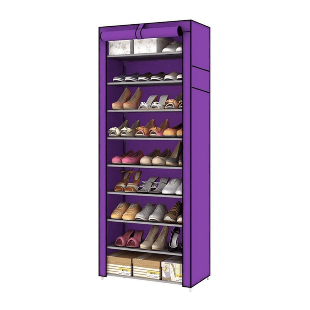 Hassch Shoe Rack with Cover and Side Pockets, 10-Tier Large Capacity ...