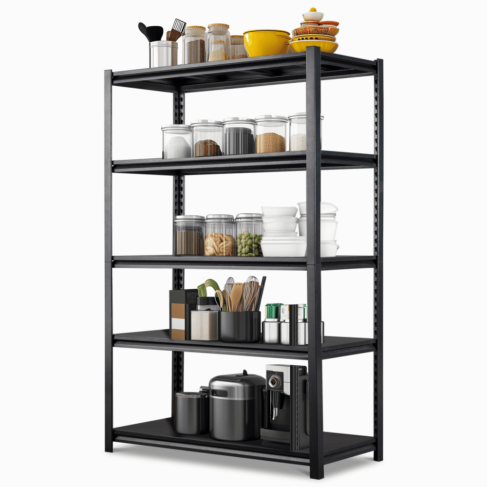 Hassch Storage Shelves, 5 Tier Heavy Duty Metal Utility Rack with ...