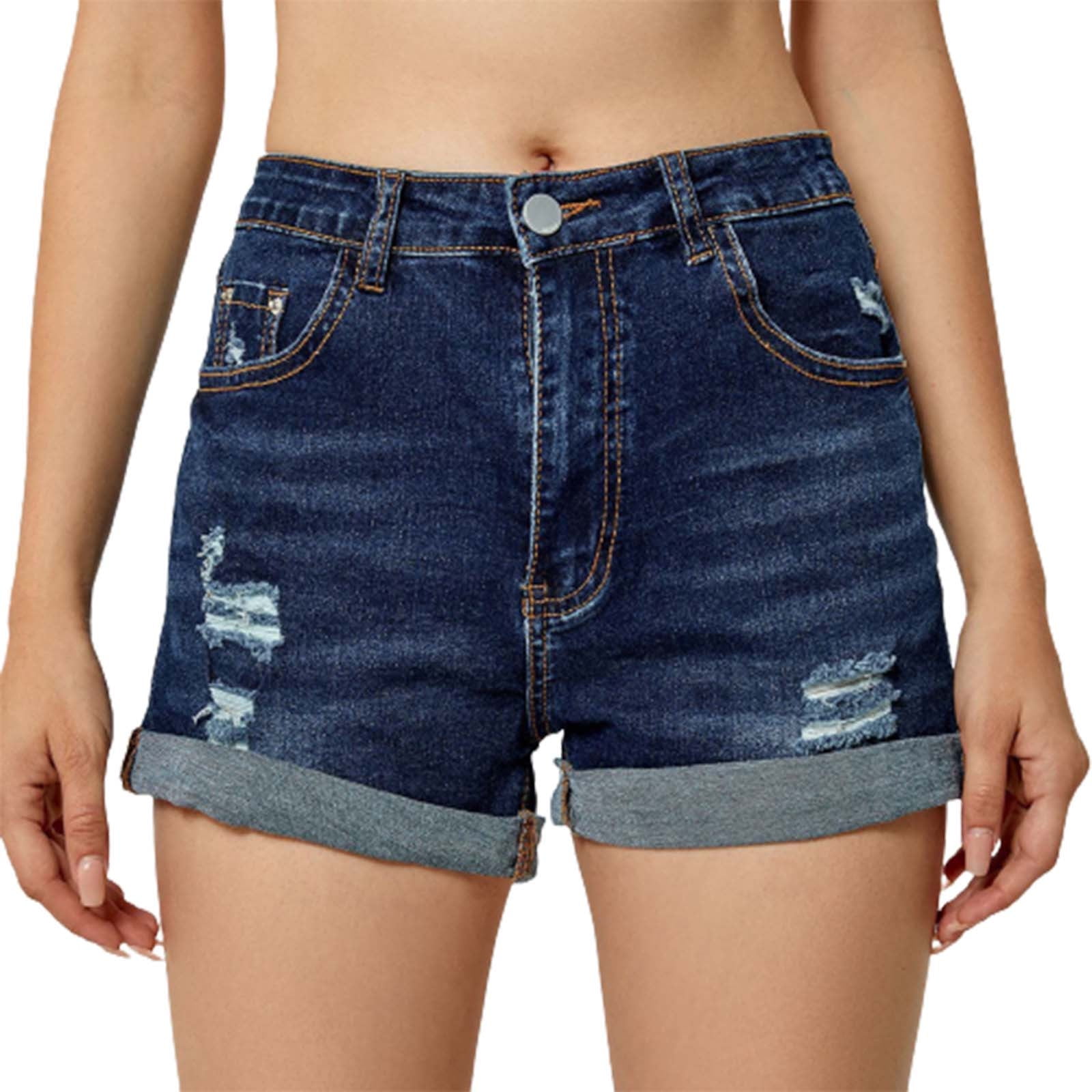 Hassda Clearance Jean Shorts Womens High Waisted Jeans Trendy Ripped ...