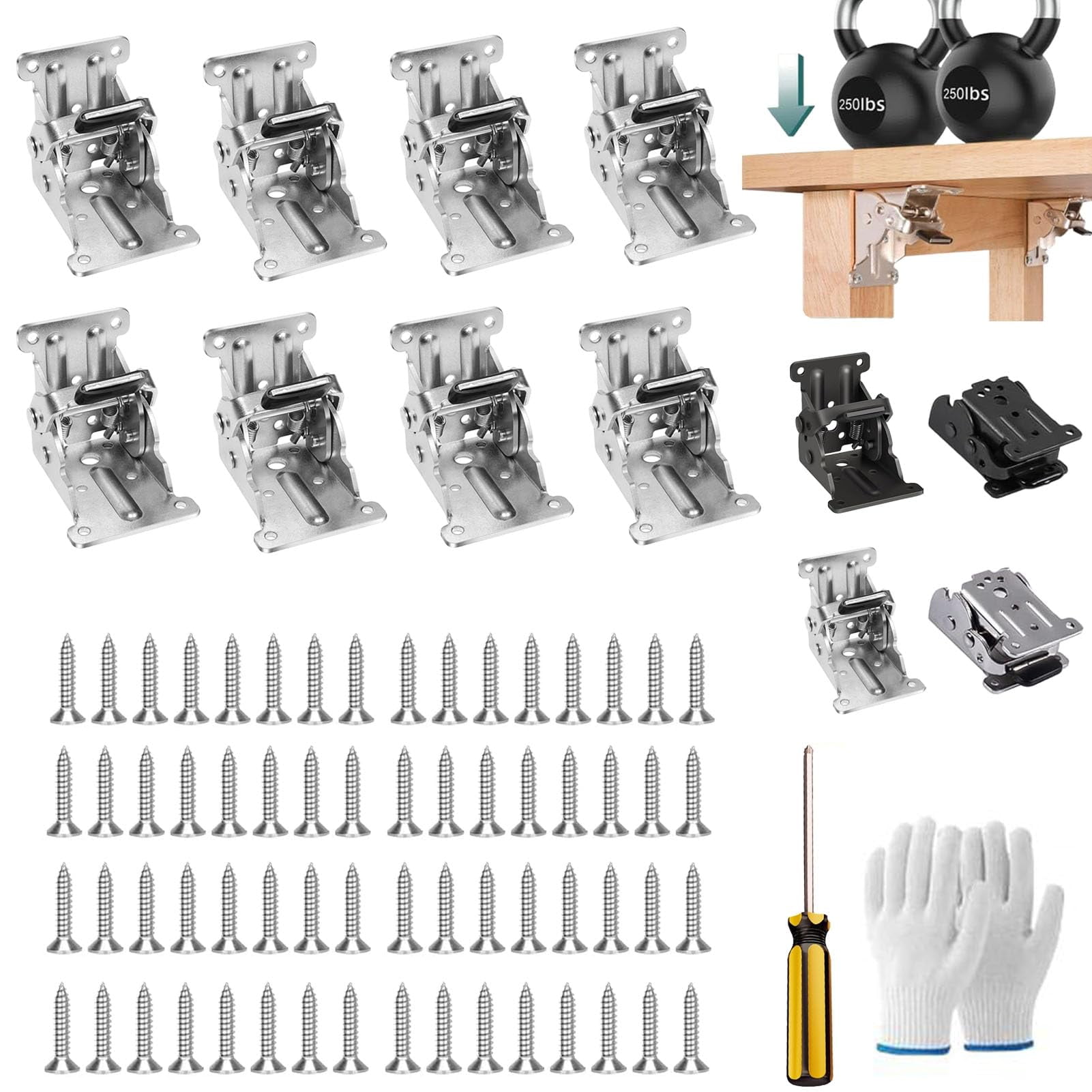 Hassignment Heavy-Duty Folding Table Leg Brackets with Self-Locking ...