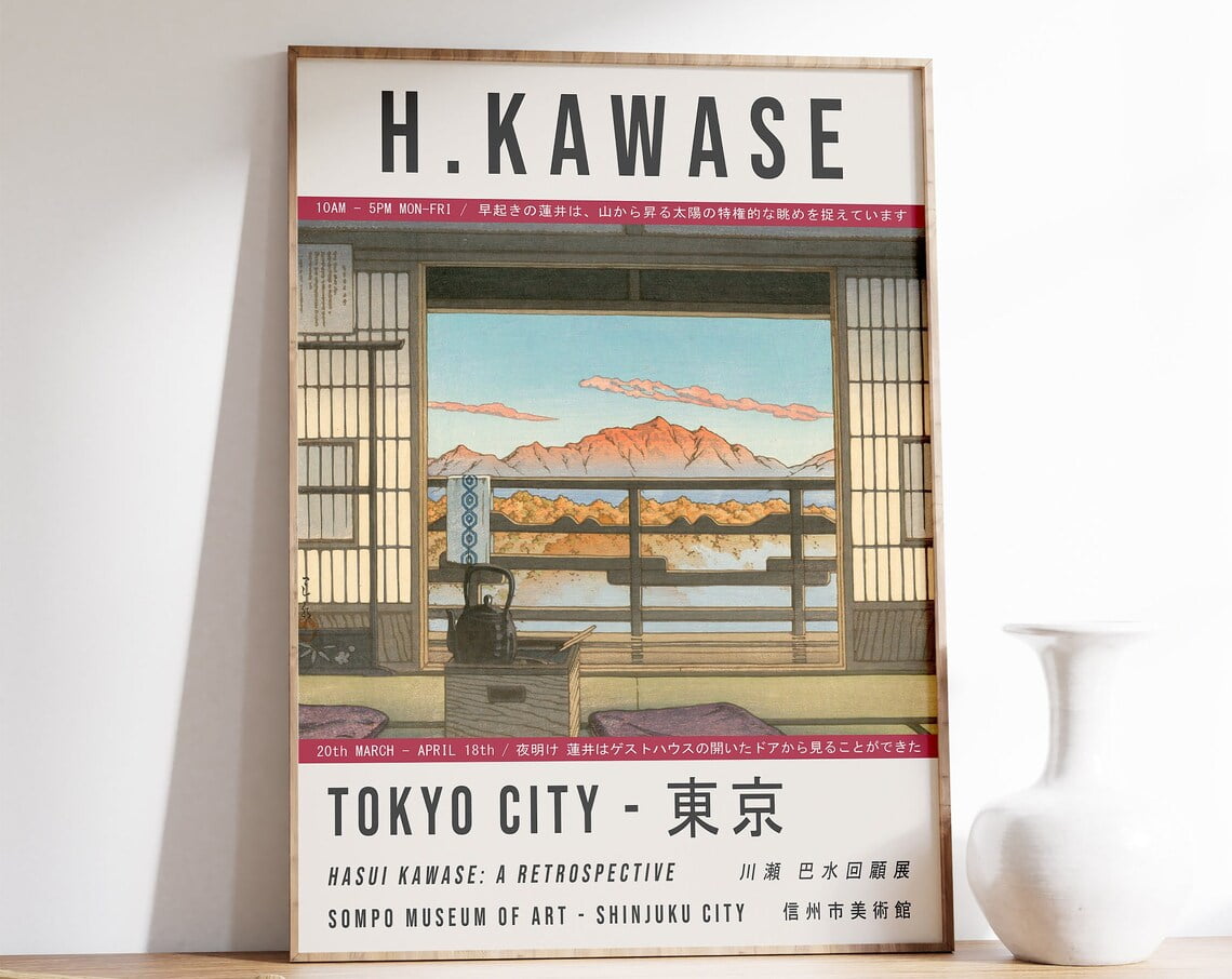 Hasui Kawase Japanese Exhibition Poster, Japanese Print, Morning At The ...