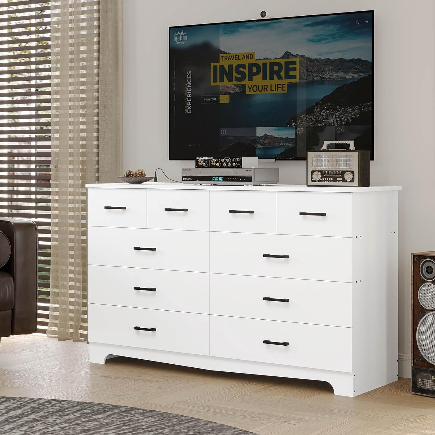 Hasuit 10 Drawer Dresser for Bedroom, Large Chest of Drawers with ...