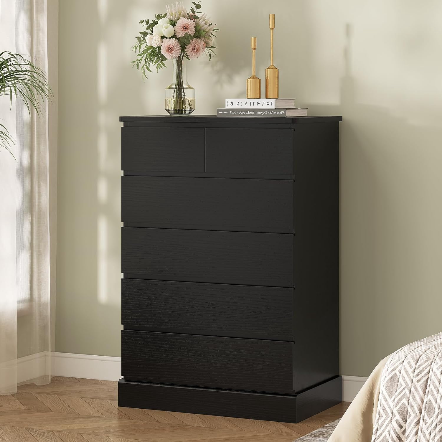 Hasuit 6 Drawer Dresser for Bedroom, Tall Chest of Drawers Storage ...