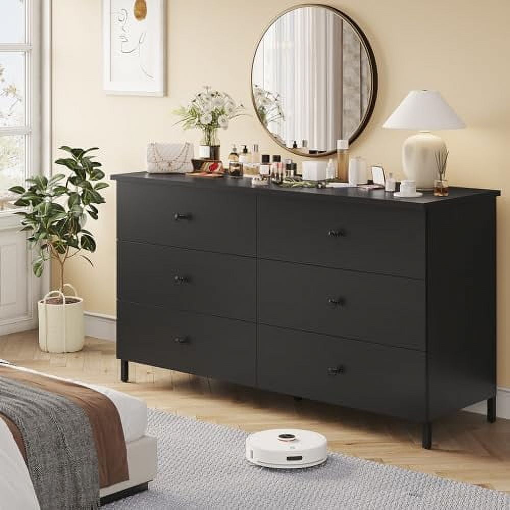 Hasuit 6 Drawers Double Dresser, Wooden Dressers with Heavy Sturdy ...