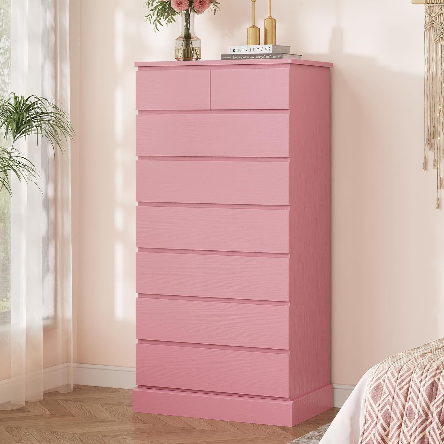 Hasuit Tall Dresser for Bedroom, 59.6'' High 8 Drawer Dresser, Modern Chest of Drawers Storage ...