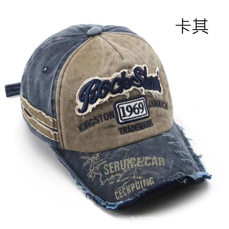 Hat 1969 Retro Washed Distressed Letters Embroidered Ripped Peaked Cap ...