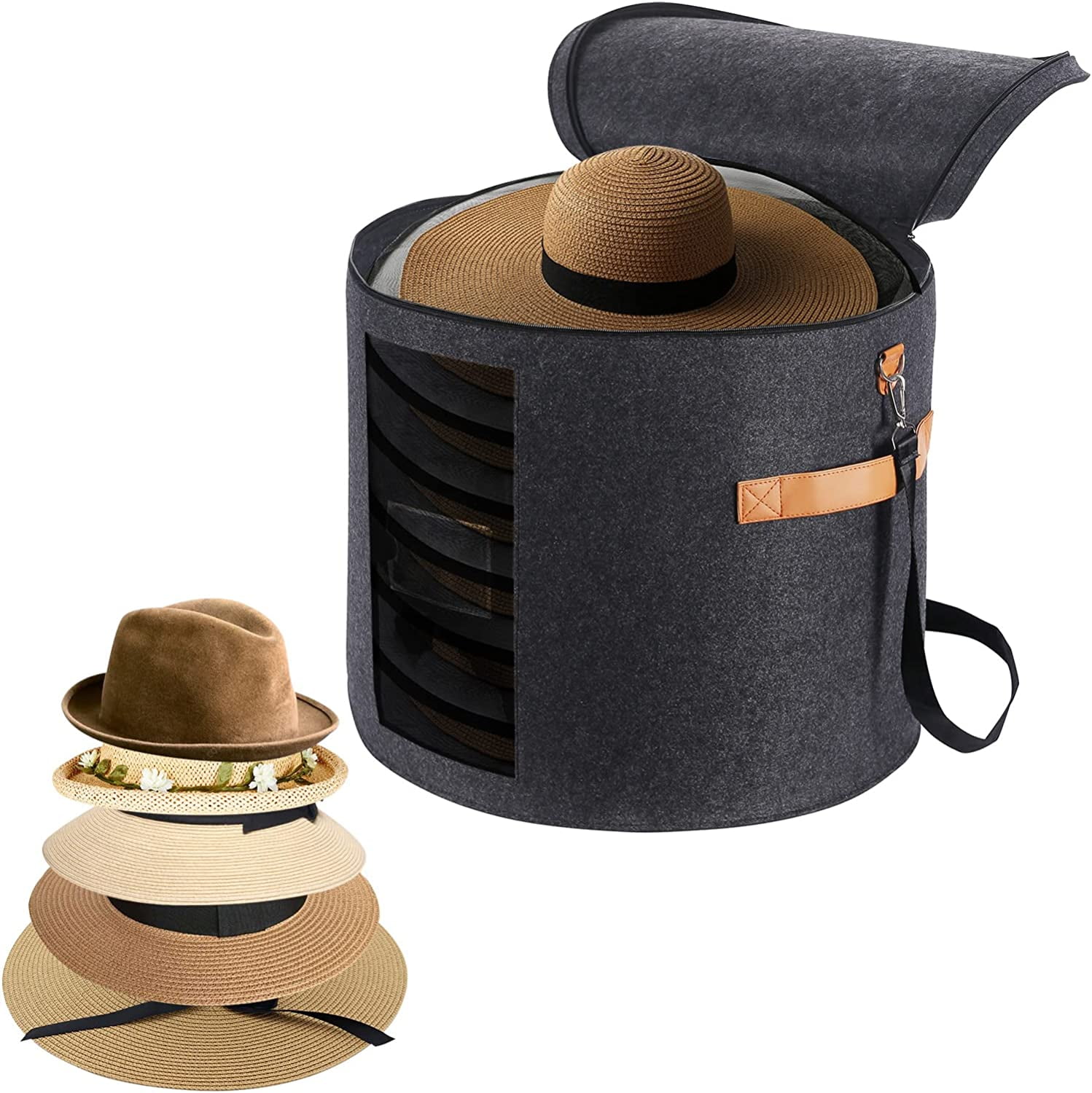 Hat Box,Hat Storage Box,Stackable Round Brim Hats Organizer Bag ...