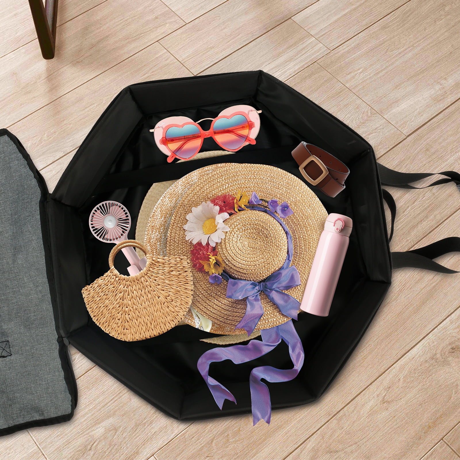 Hat Box Large Capacity Hat Storage Box with Zipper Lid and Handles ...