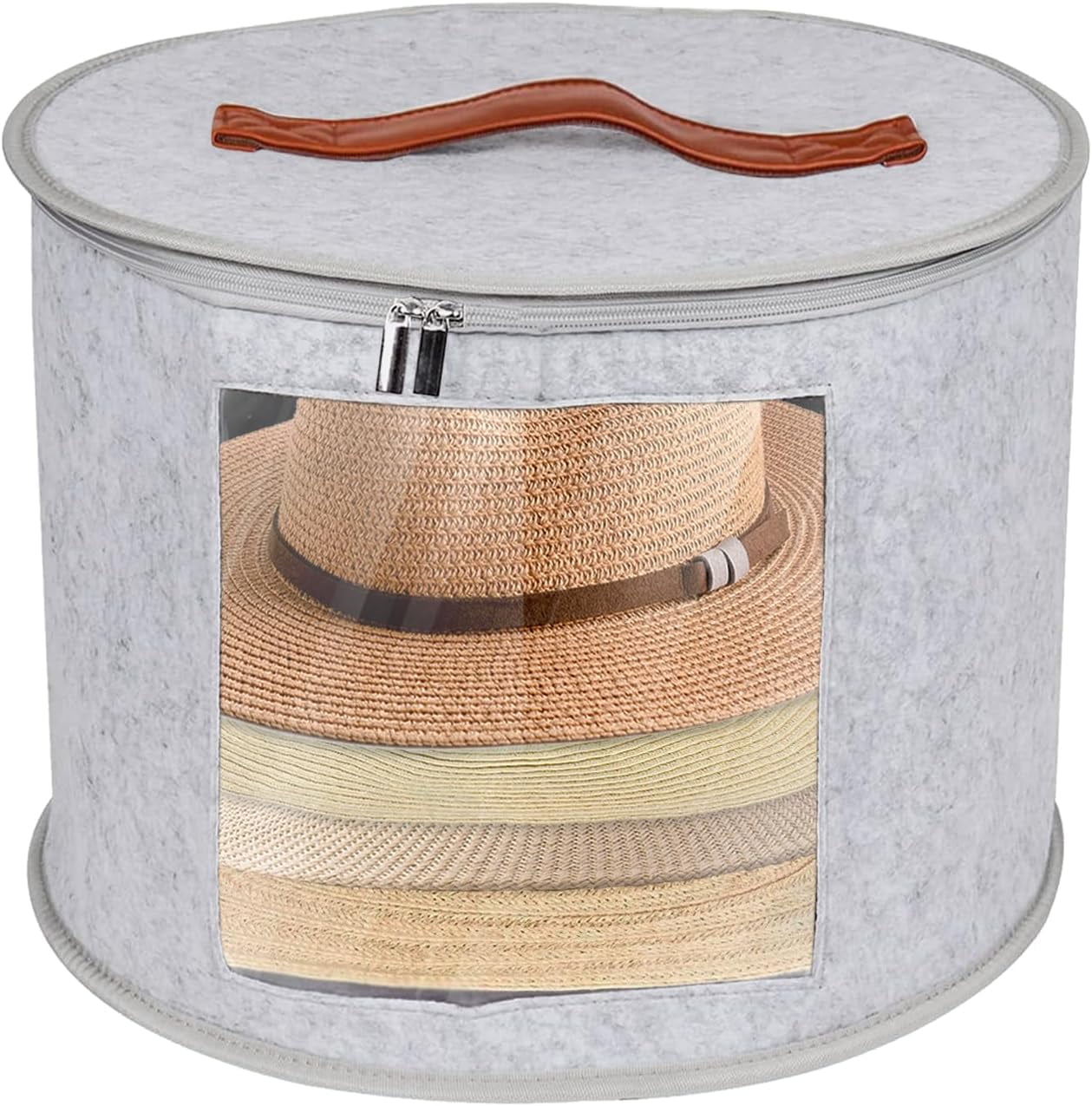 Hat Box, Large Hat Storage Box, Felt Hat Boxes for Women Storage with ...