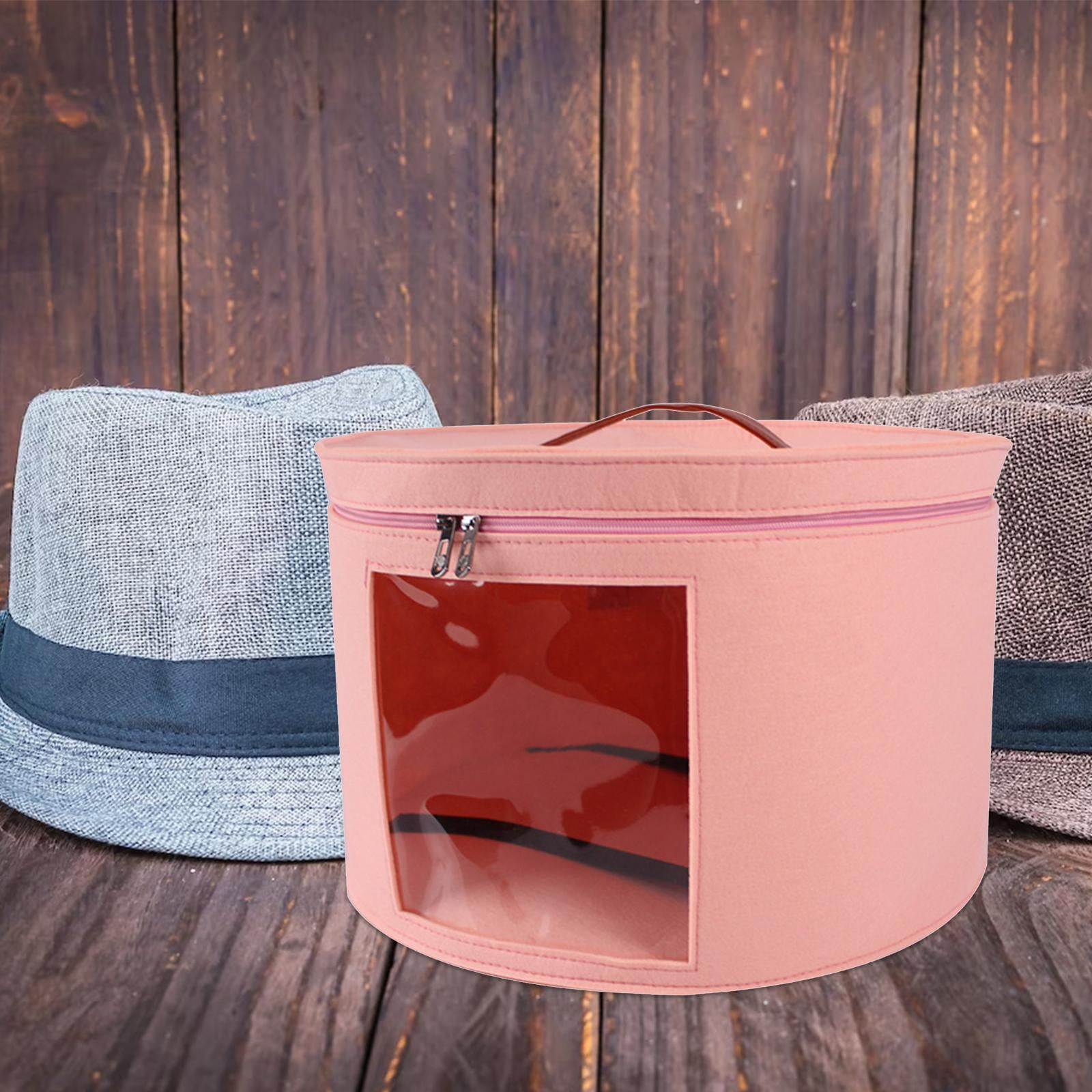 Hat Box Hat Storage Box Foldable for Women Men, Portable Felt Round Hat ...
