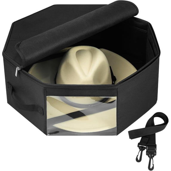 Hat Box for Travel & Closet Storage, Side Reinforced Octagonal Case ...
