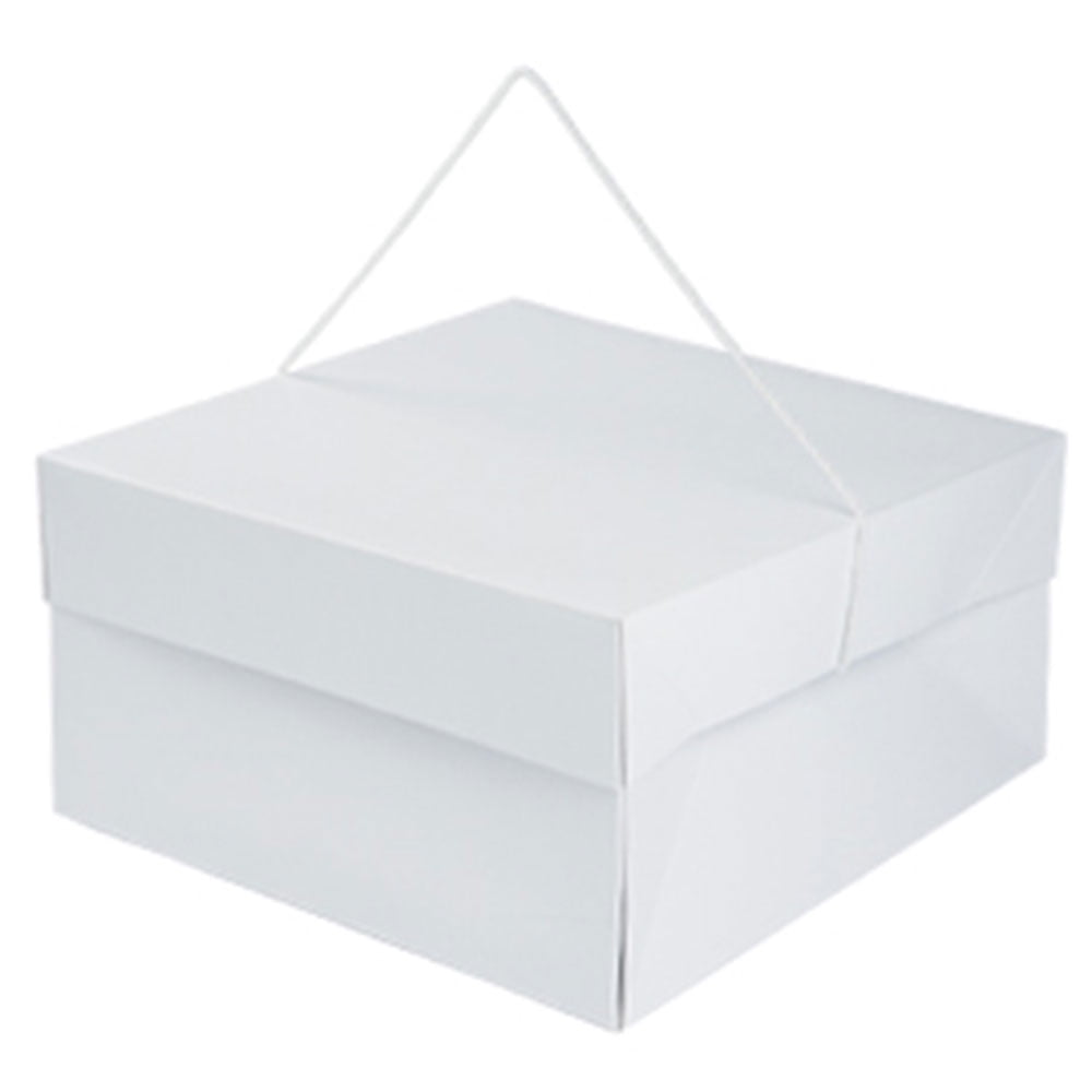 Hat Boxes with Handles - White - 14" x 14" x 7" - Case of 25 - Sturdy ...