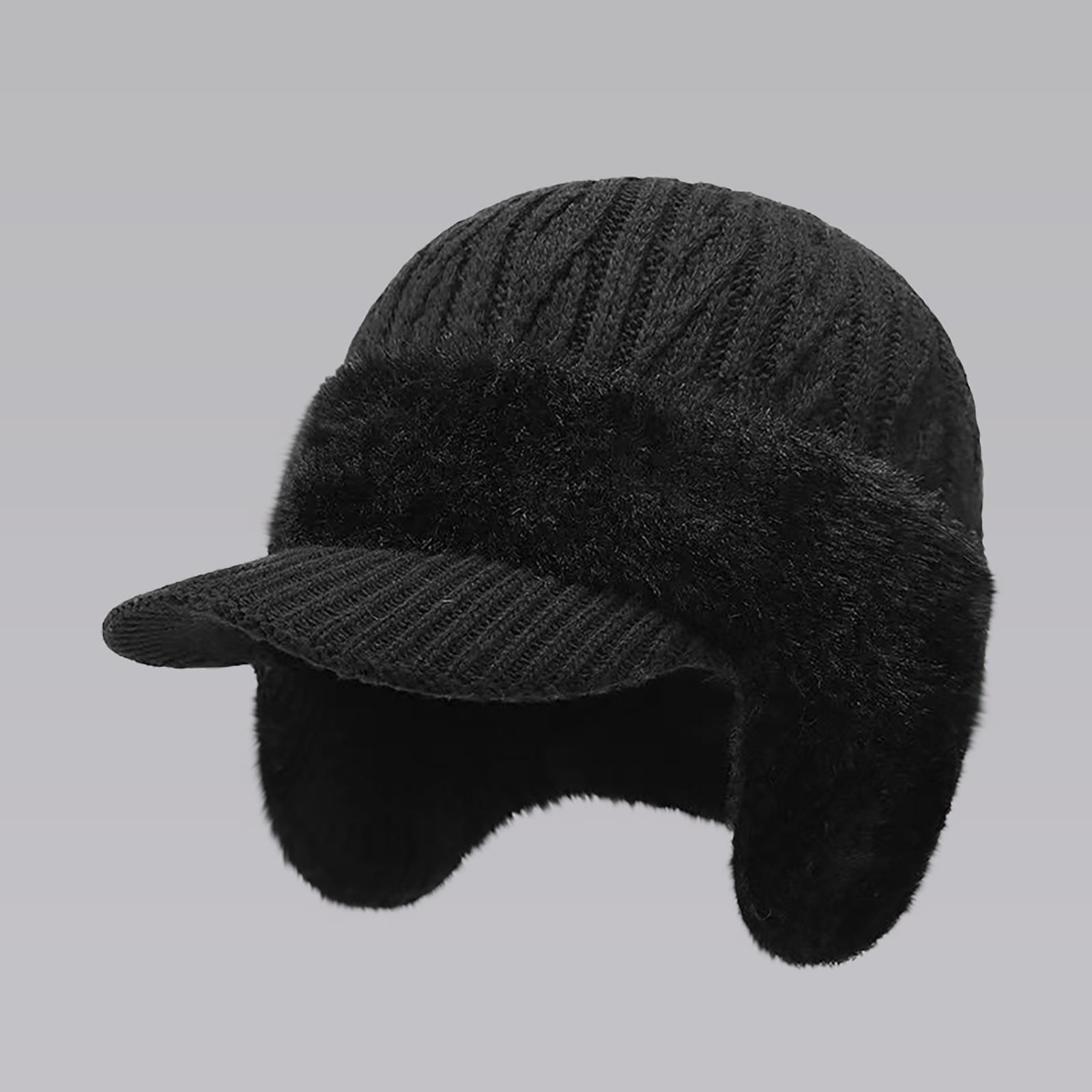 Hat with Brim Ear Flaps Cozy Ear Flap Stocking Hat Coldshield Trapper ...