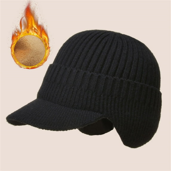 Hat with Brim Ear Flaps Trapper Hat Warm Stylish Baseball Beanie Fleece ...