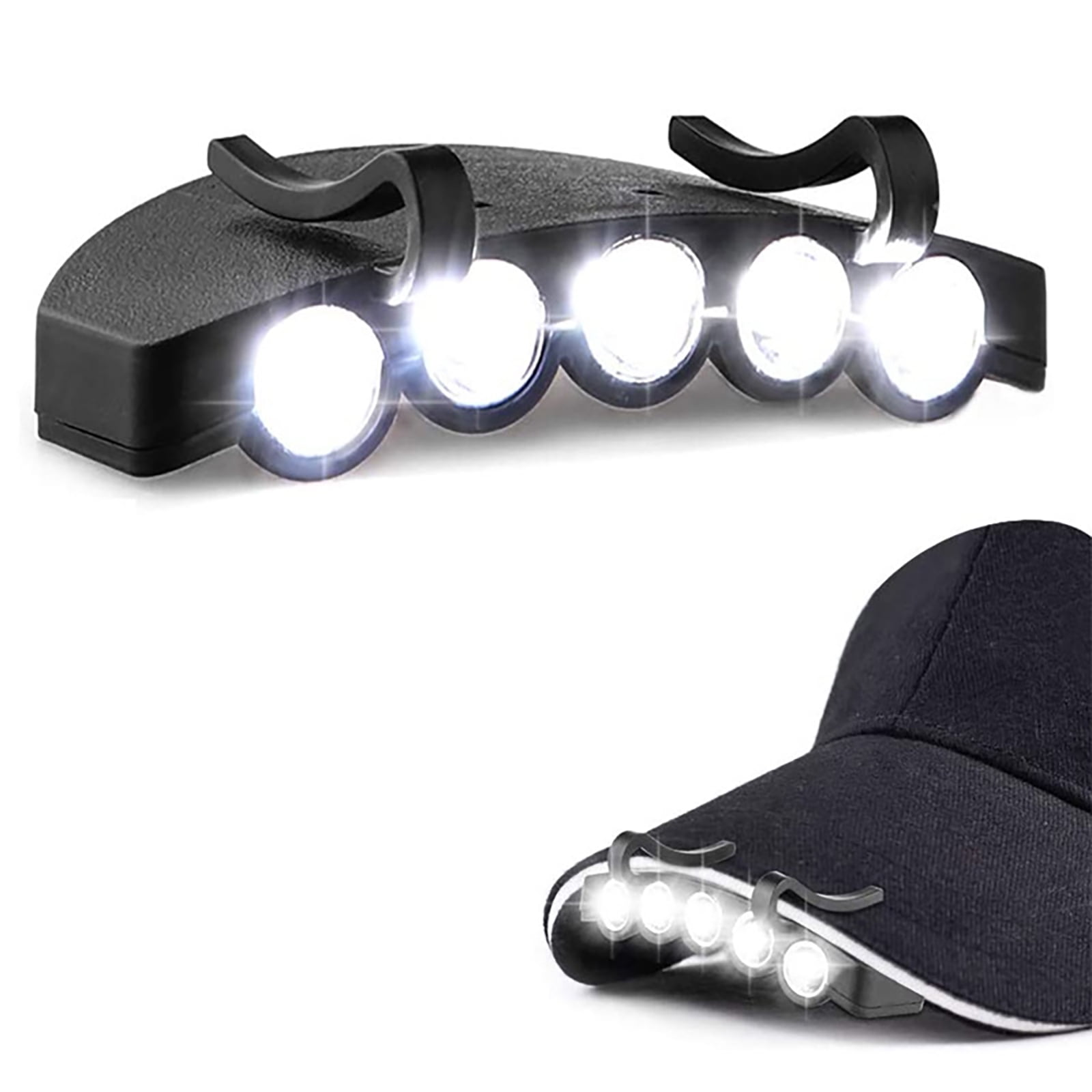 Hat Clip Light 5 Led Headlamps Cap Lights Clip On Hat Headlight Night ...
