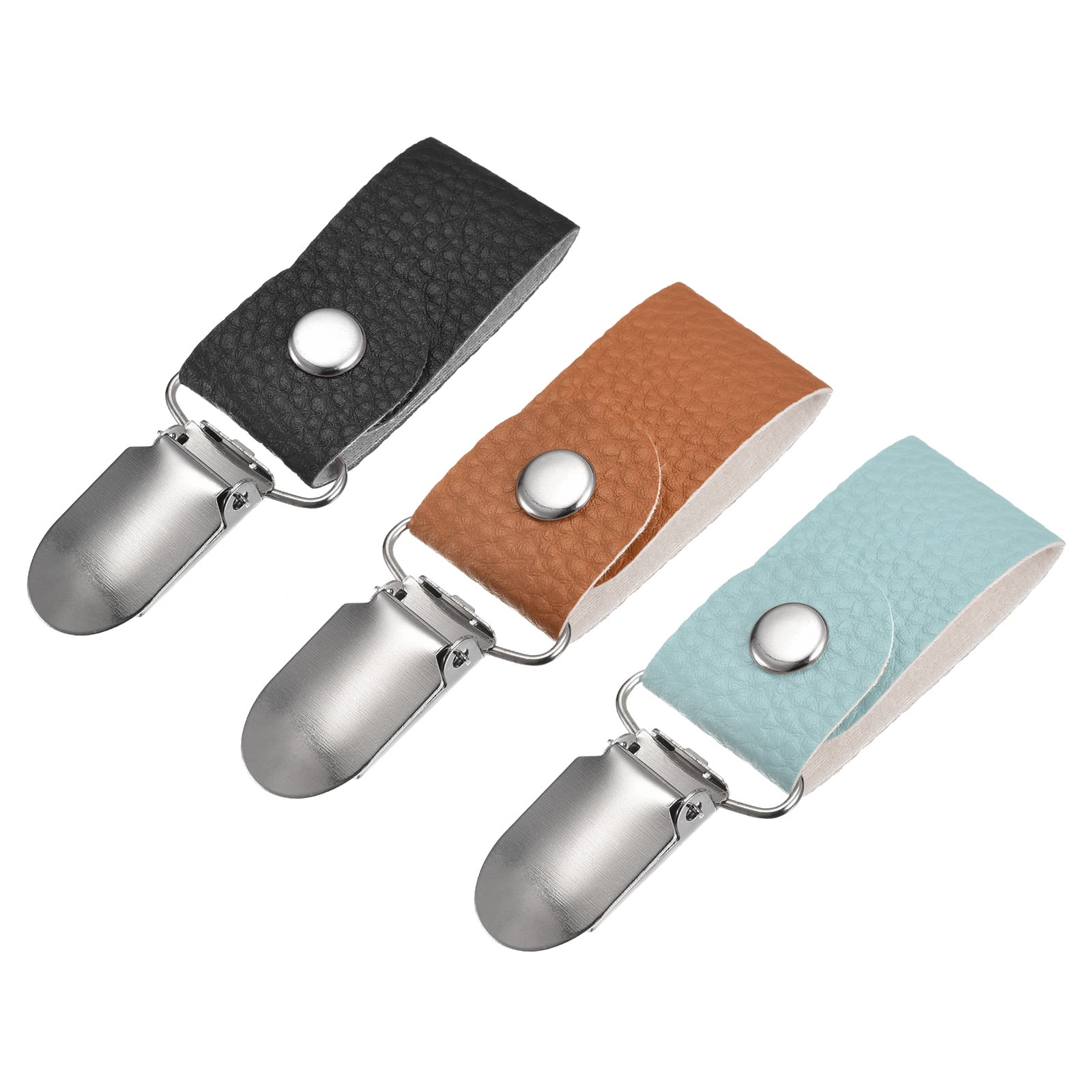 Hat Clips for Travel, 3 Pack PU Leather Hat Clips(Brown, Black, Blue ...