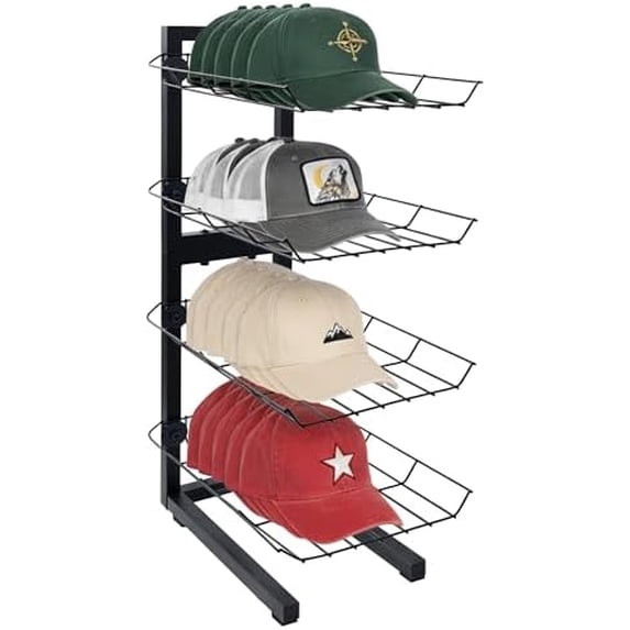 Hat Display 4 Tier, Hat Rack Stand, Metal Hat Stands for Multiple Hats ...