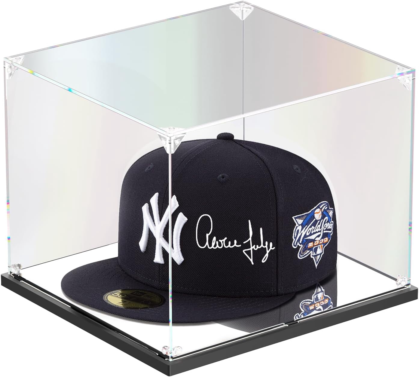 Hat Display Case Clear Acrylic Hat Box with Mirror Base Display Case ...