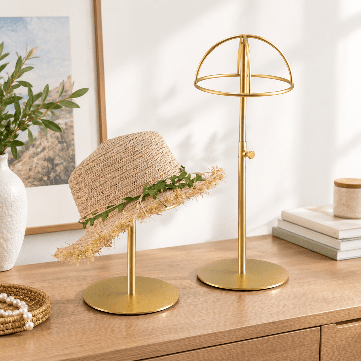 Hat Display Stand 2stainless Steel Brushed Nickelium Metalen Adjustable ...