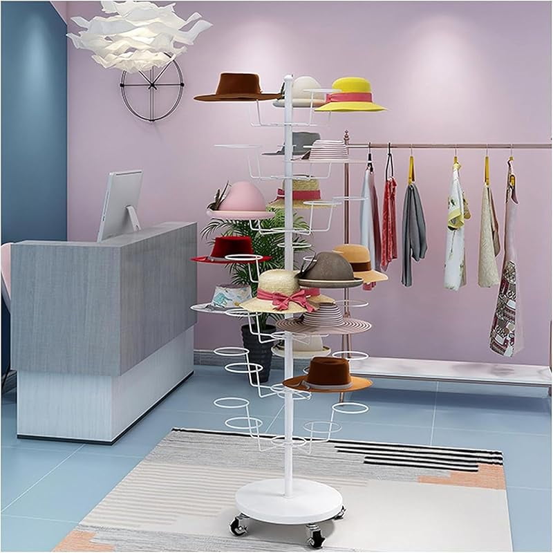 Hat Display Stand Hats Rack with Wheels 7 Tier Industrial Hat Display ...