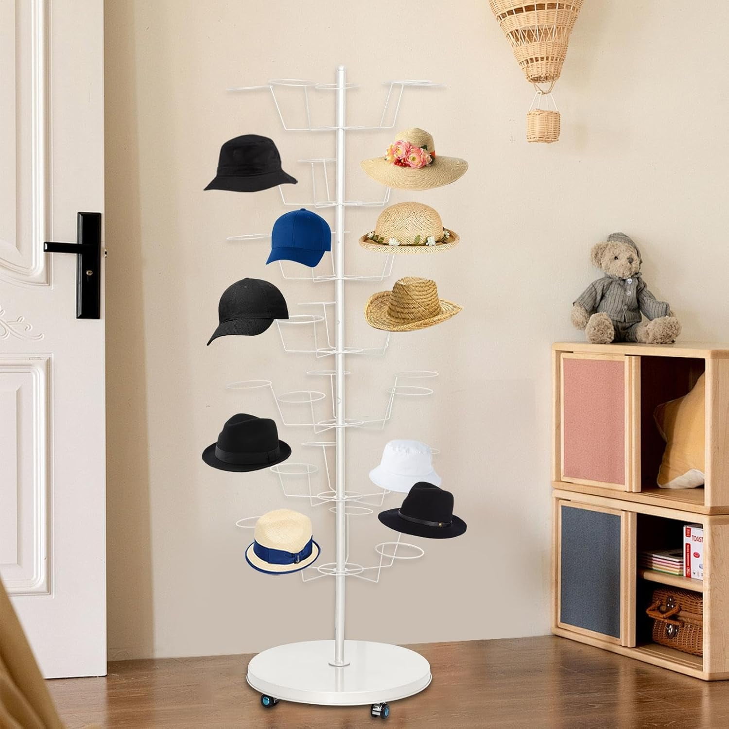 Hat Display Stand Seven Tier 35 Hooks,Retail Freestanding Hat Wig ...