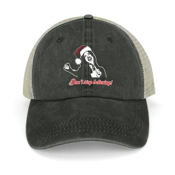 Hat Don’t Stop Believin’ Santa Black Hat Adjustable Funny Fashion ...