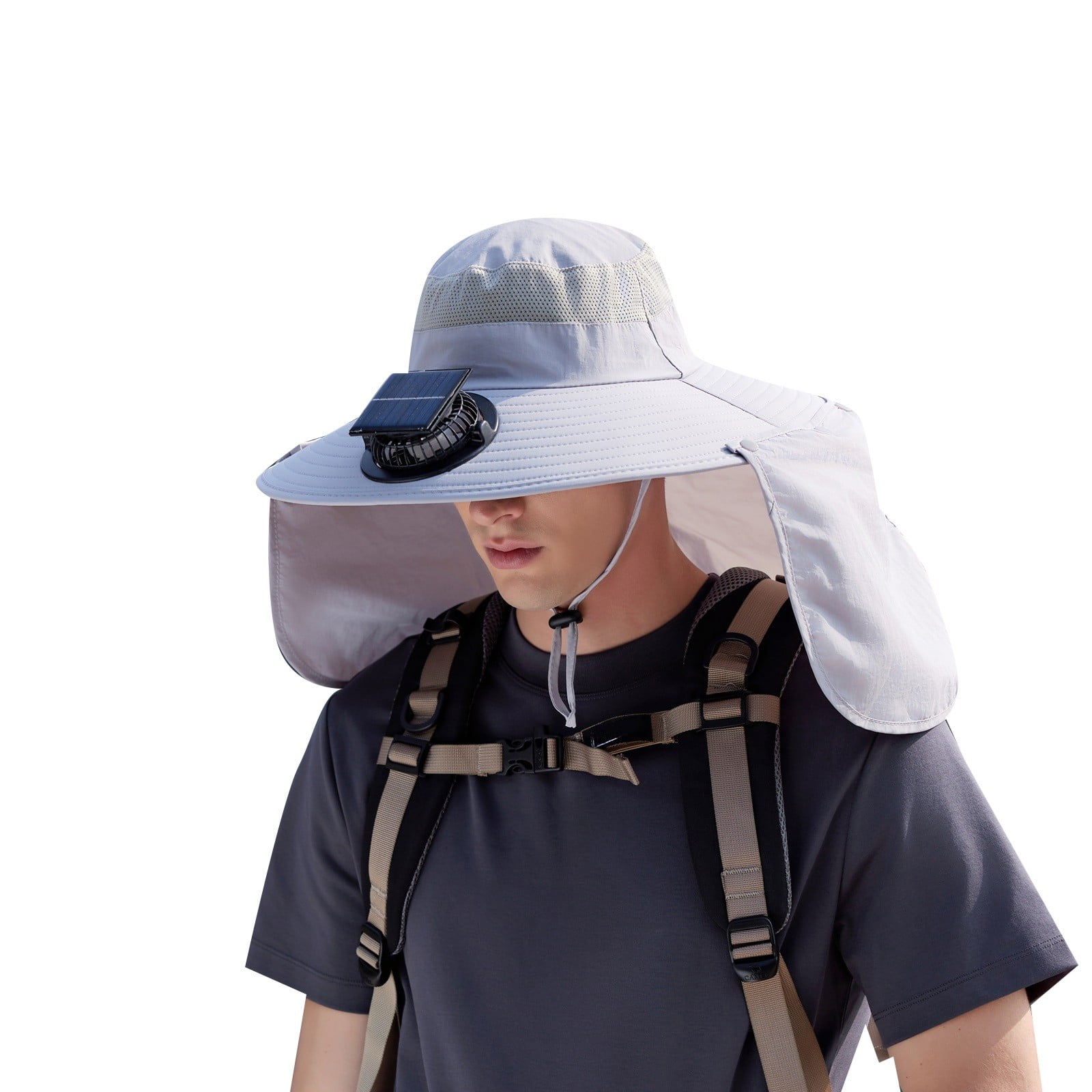 Hat with Fans Solar Power, Solar Fan Hat for Men Women, 2 Solar Fan Sun ...