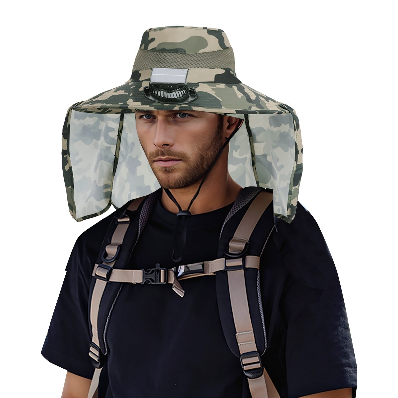 Hat with Fans Solar Power, Solar Fan Hat for Men Women, 2 Solar Fan Sun ...
