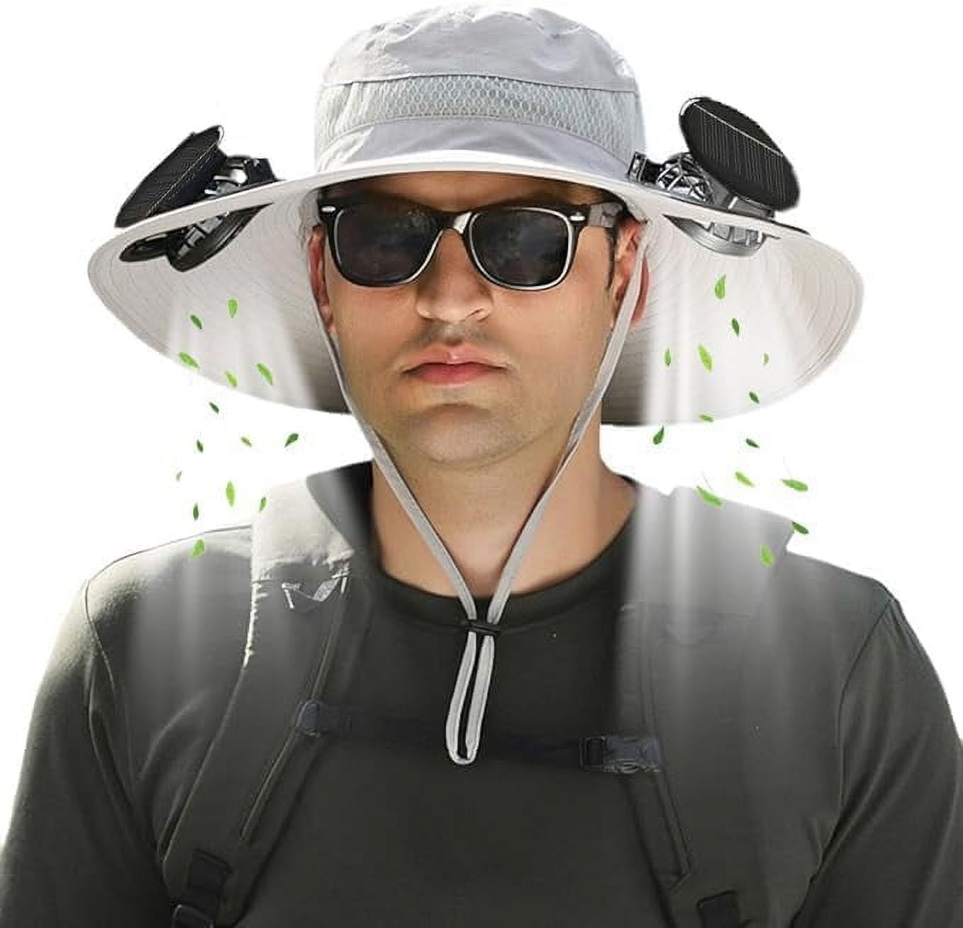 Hat with Fans Solar Power, Solar Fan Hat for Men Women, 2 Solar Fan Sun ...