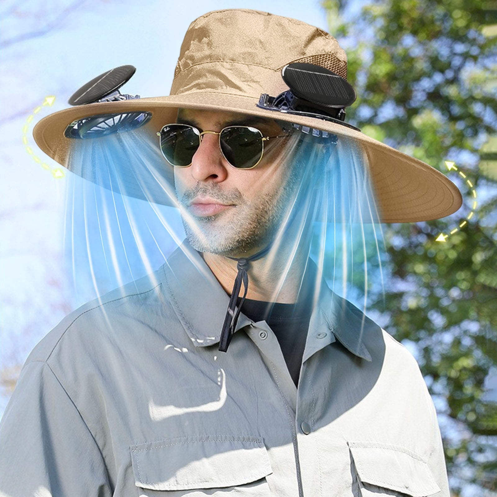 Hat with Fans Solar Power, Solar Fan Hat for Men Women, 2 Solar Fan Sun ...