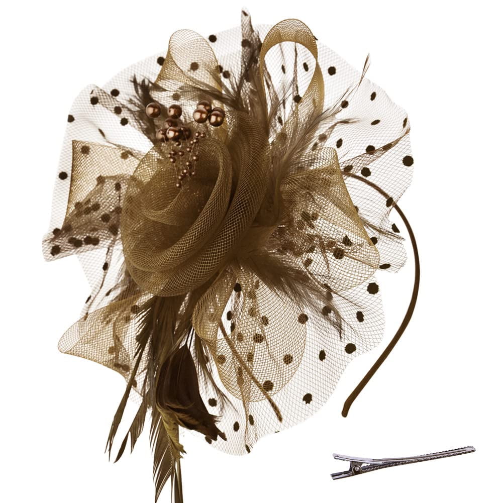 Hat Flower Mesh Ribbons Feathers on a Headband and a Clip Tea Party ...