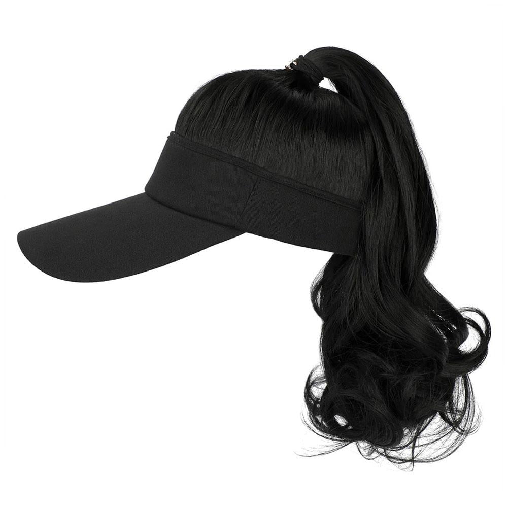 Hat Hair Extensions Baseball Cap With Hair Attached Synthetic Curly Wig ...