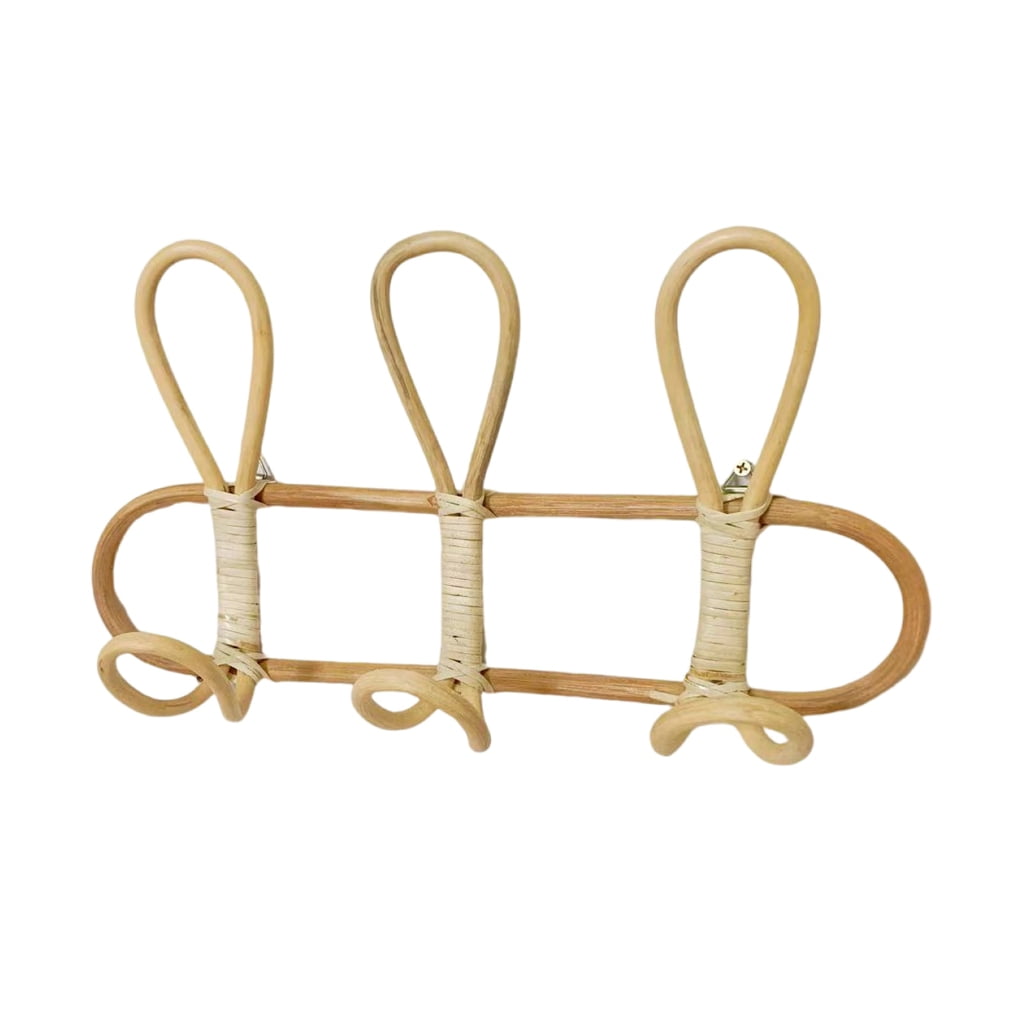 Hat Hanging Hook Rattan Coat Rack Wall Mounted Hanger for Hallway or ...
