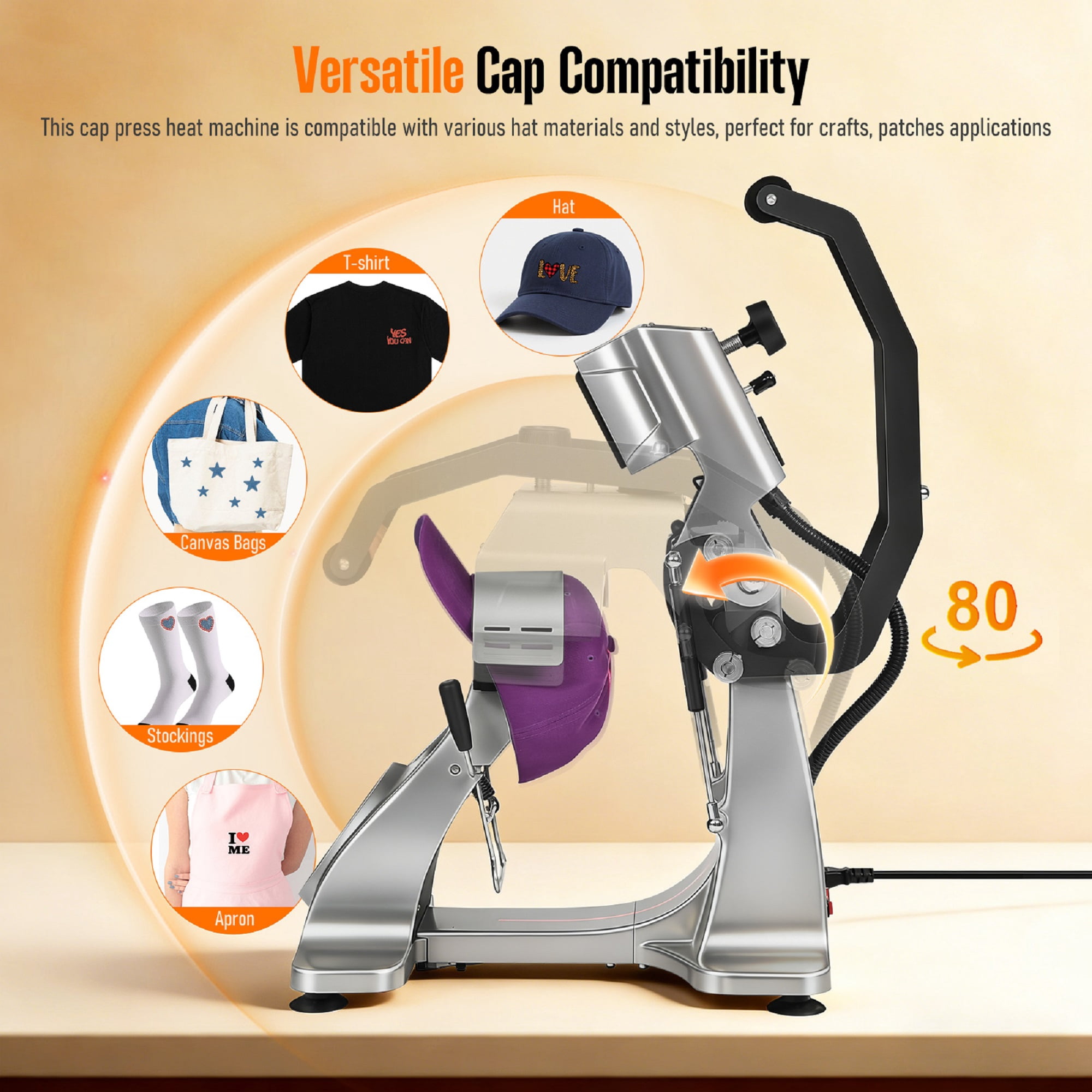 Hat Heat Press, Semi Automatic Double Heater Printing Hat Cap Heat ...
