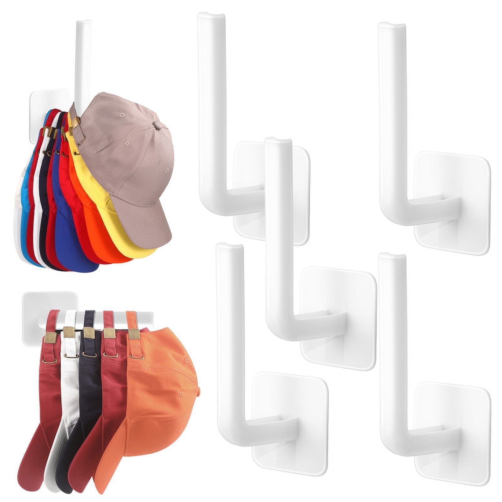 Hat Hooks for Baseball Caps Wall, 5 Pack Adhesive Hat Hooks Hanger ...
