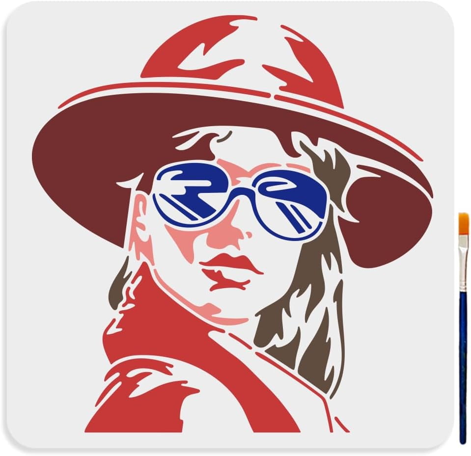 Hat Lady Stencil 11.8×11.8inch Large Women Face Stencils with Paint ...