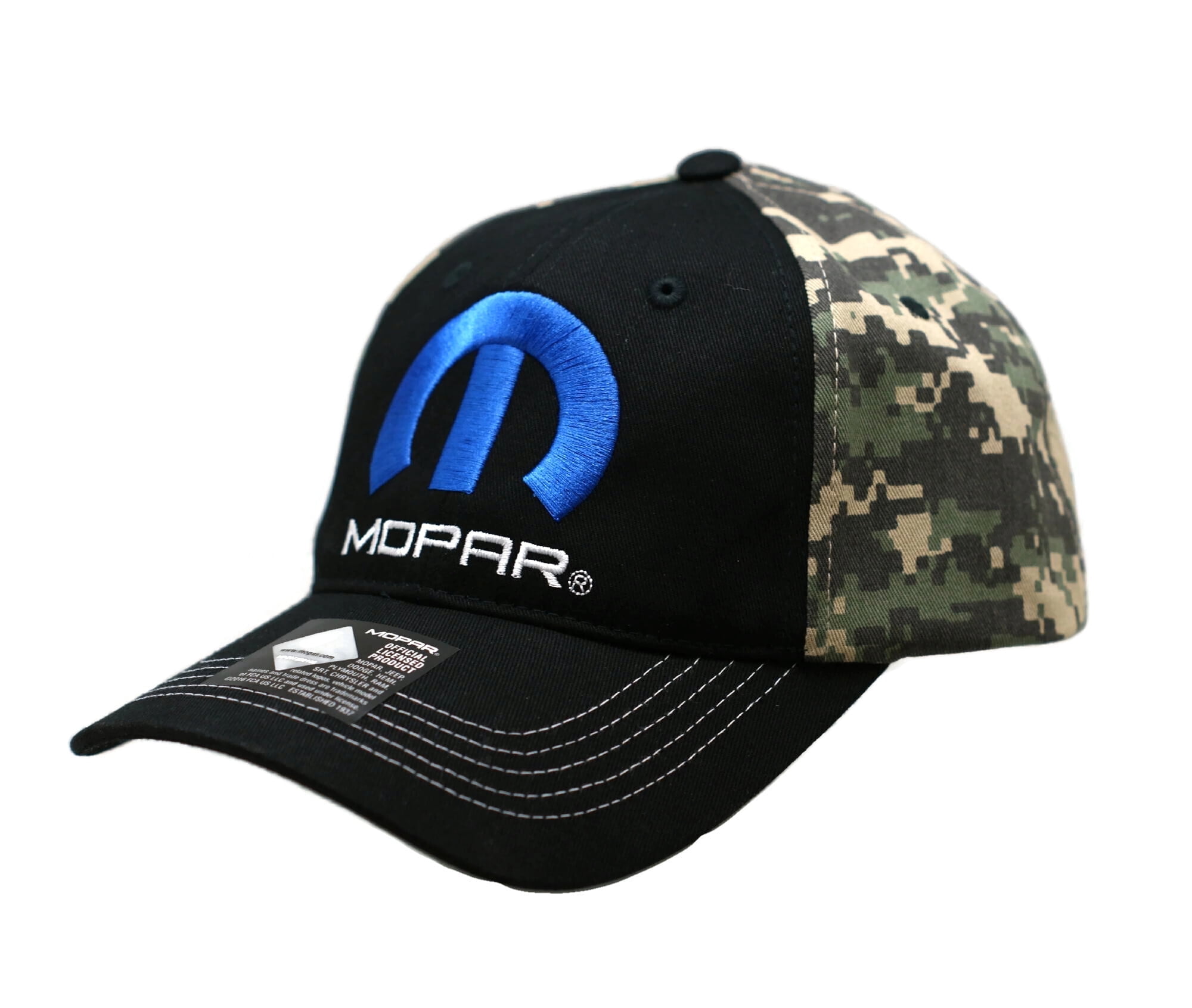Mopar Hat, Black and Camouflage Adjustable Cotton Twill Ball Cap, 6 ...