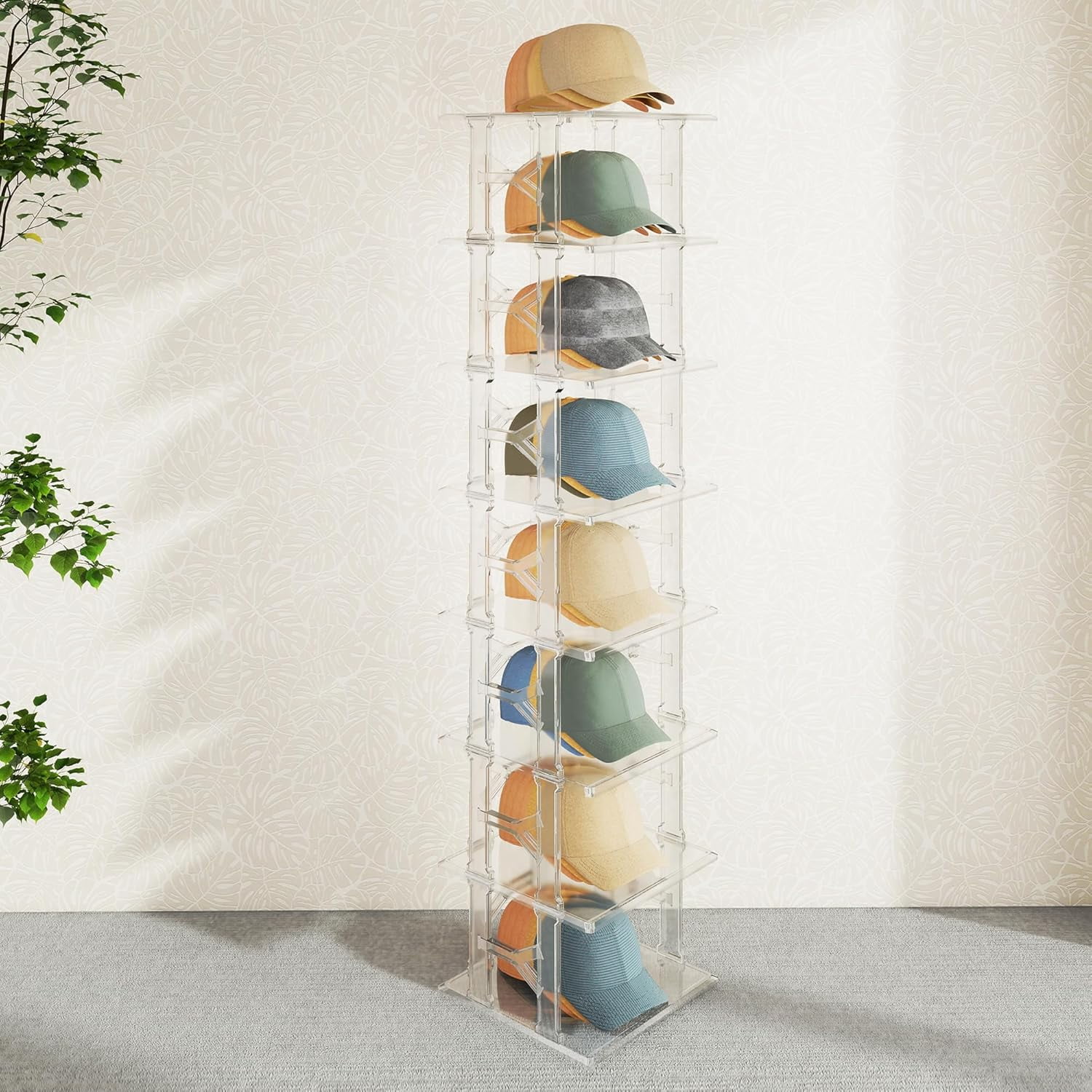 Hat Organize Box, 8 Tier (Up to 24 Hats) Stackable Clear Hat Display ...