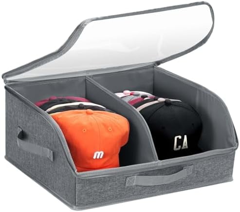 Hat Organizer for Baseball Caps, 2 Compartments Clear Window Hat ...