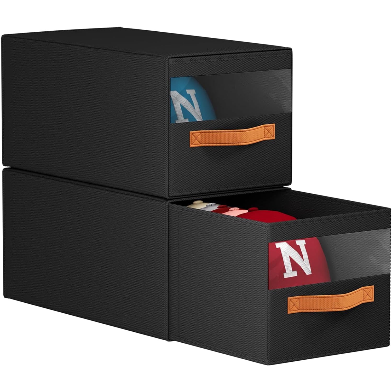 Hat Organizer for Baseball Caps - 2 Pack Pull-Out Drawer Hat Storage ...