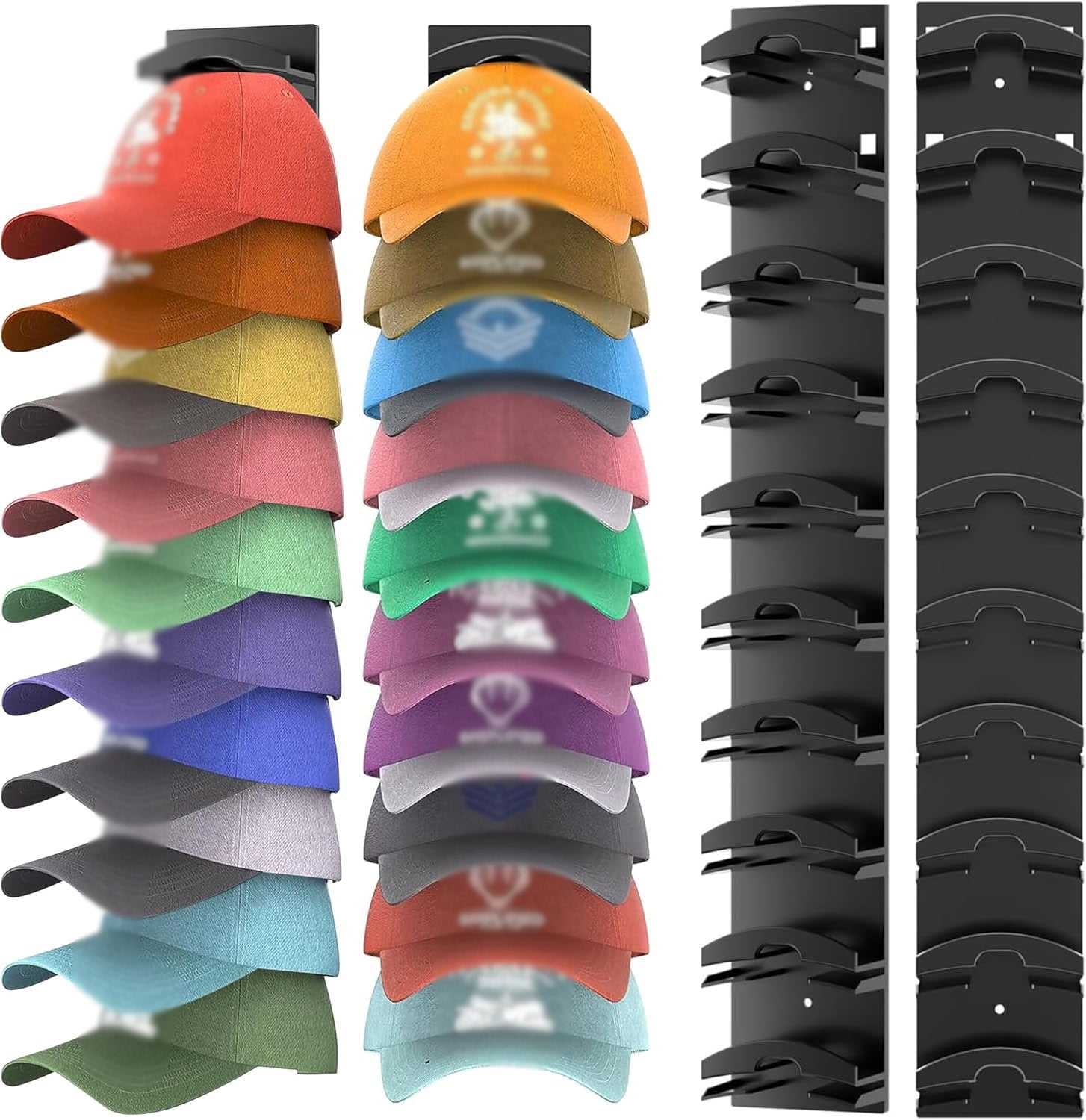 Hat Organizer for Baseball Caps 2 Pack, Wall-Mounted Strong Adhesive ...