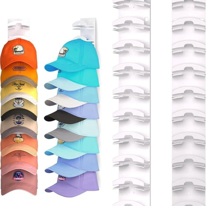 Hat Organizer for Baseball Caps Hat Rack for Wall with Strong Adhesive ...