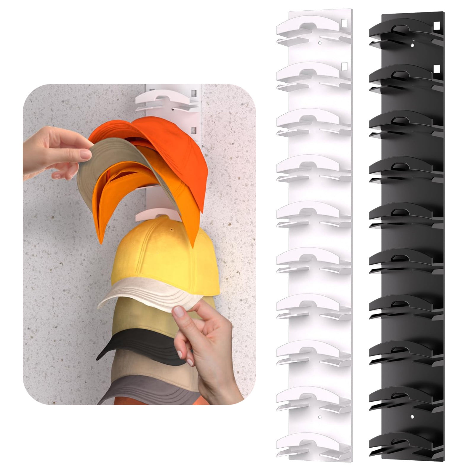 Hat Organizer for Baseball Caps, Hat Rack for Wall with Strong Adhesive ...