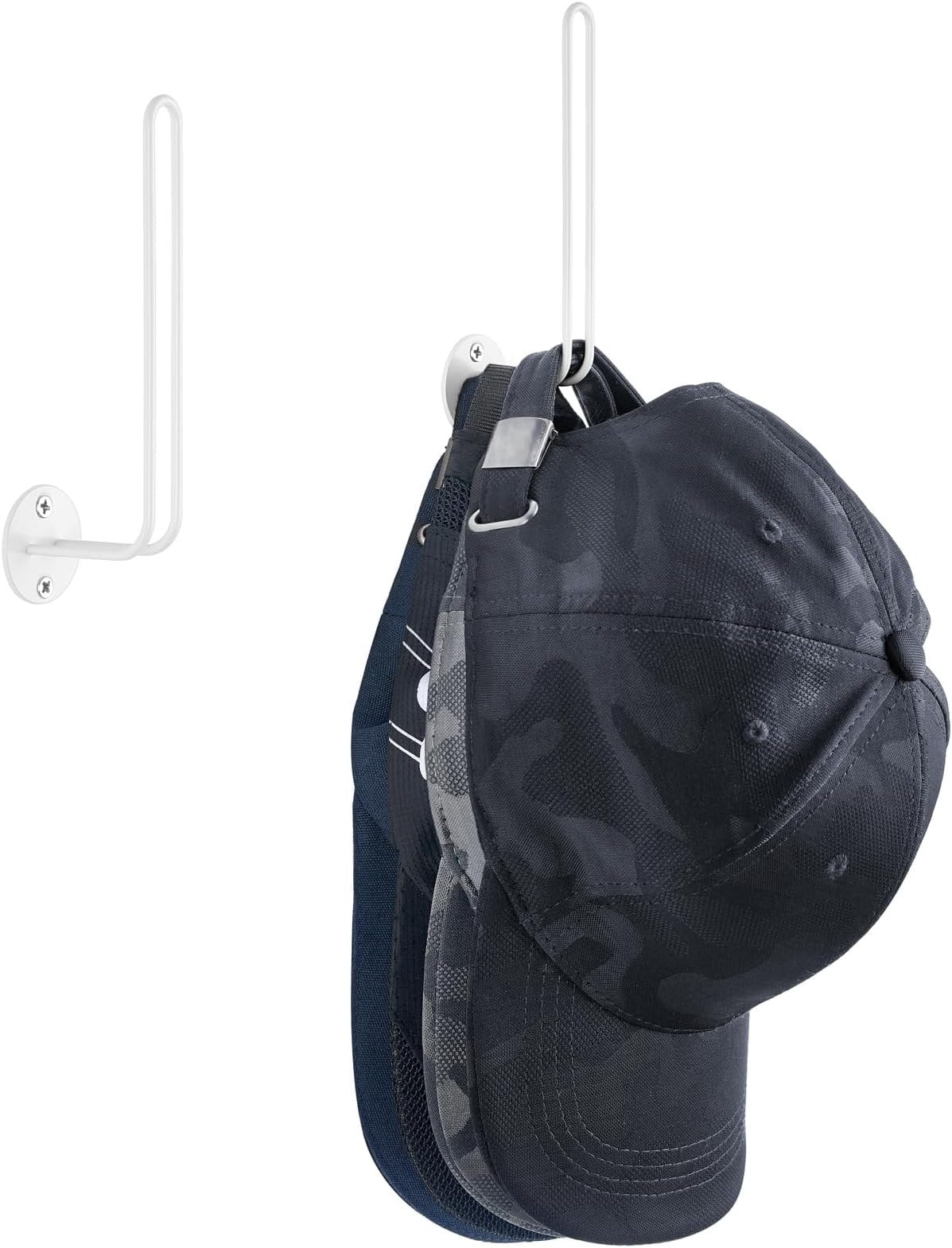 Hat Organizer for Baseball Caps, Set of 2 Wall Hat Rack 5 Inches Space ...