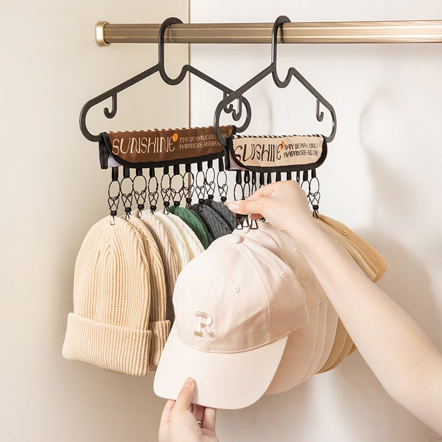 Hat Organizer Holder, 2-Pack Hat Hanger with 10 Storage Clips for ...